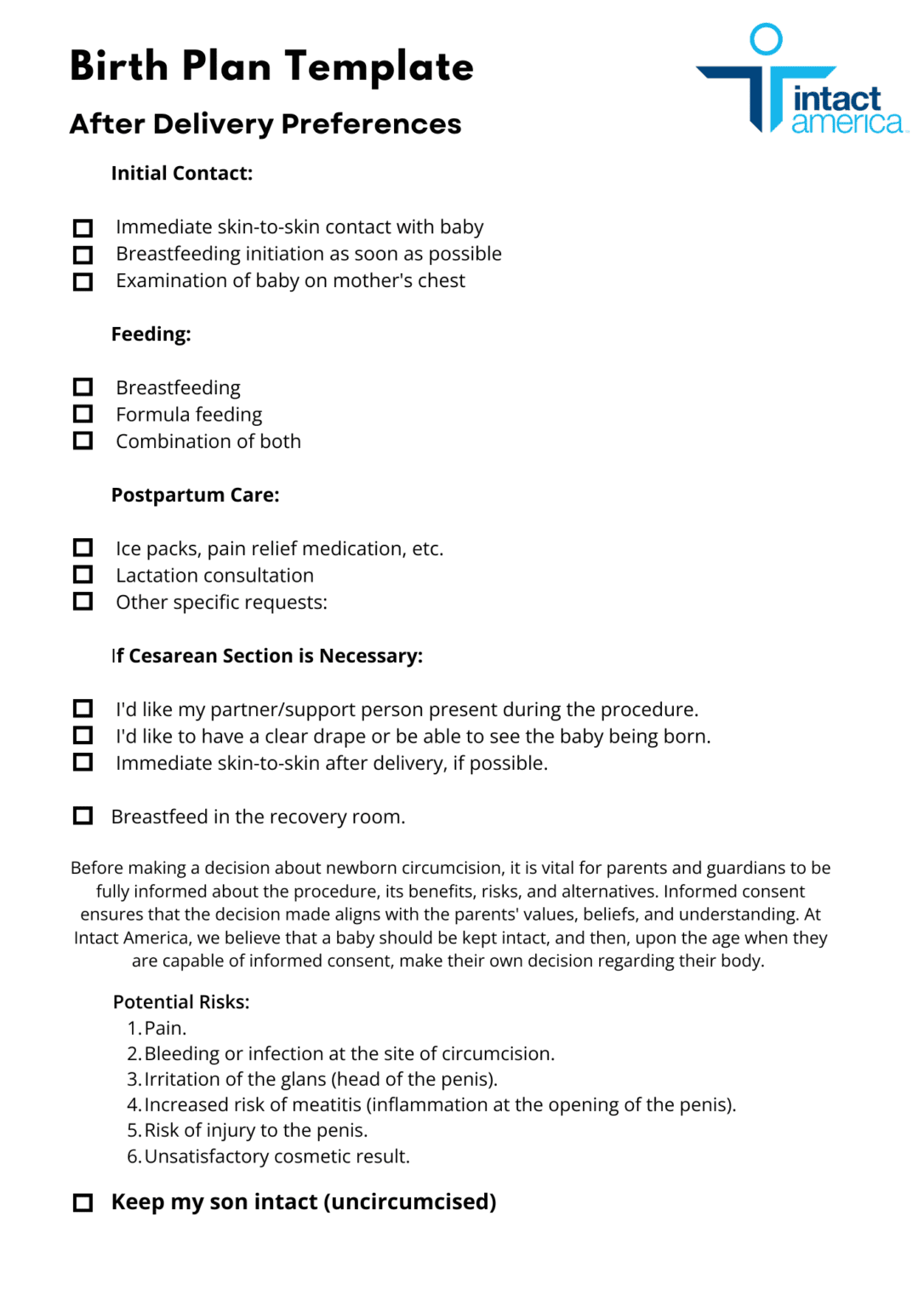 Birth Plan Checklist: Don’t Forget to Specify No Circumcision - Anti ...